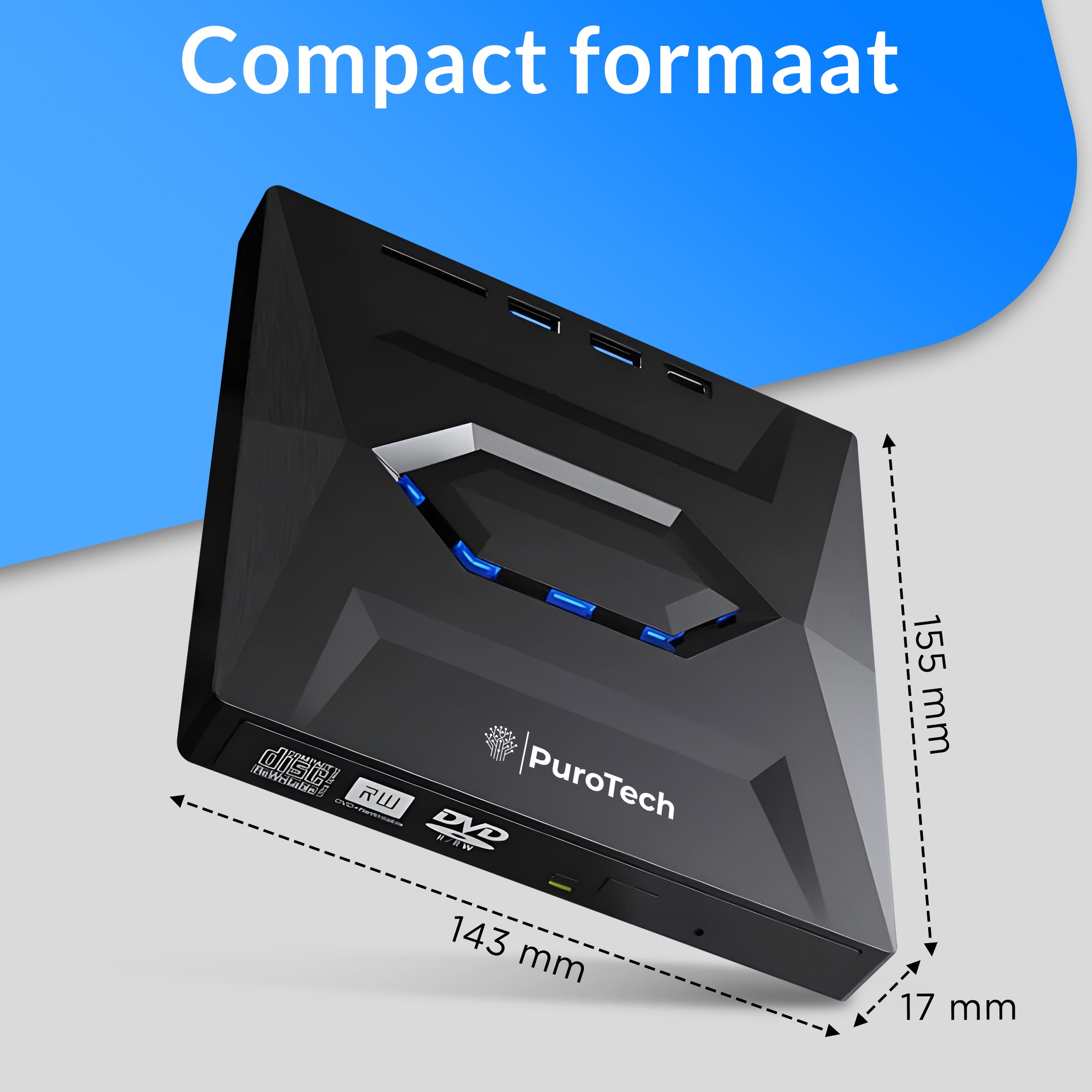 PuroTech 3-in-1 Externe DVD/CD Speler voor Laptop & PC - Brander - Opt